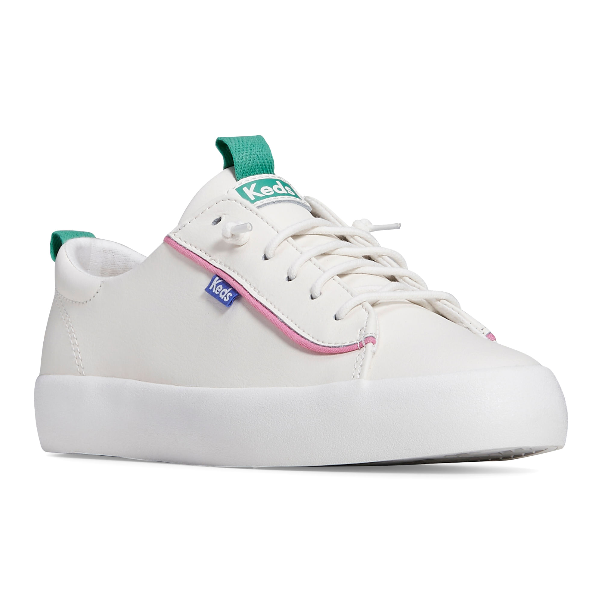Zapatilla Leather Mujer Kickback Leather Pop Binding Blanco | Keds